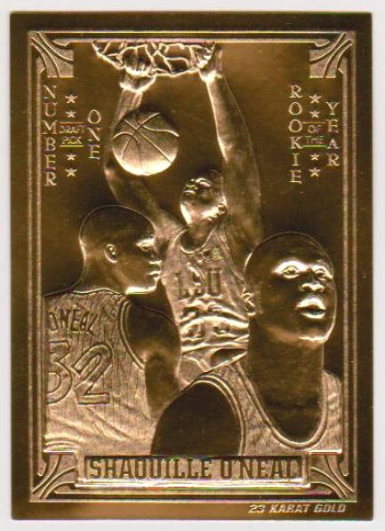 23 kt Gold - Shaquille O'Neal 1994 Classic Gold Card (1/24,900 ...