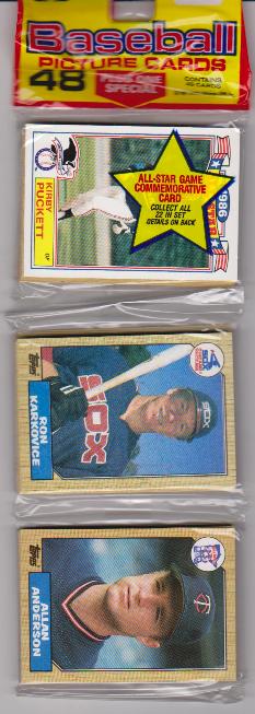 1987 Topps Baseball 49 Card Rack Pack w/ Kirby Puckett On Front ...