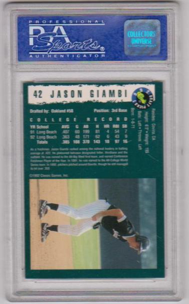 PSA 8 1992 Classic Draft JASON GIAMBI #42 Rookie Card | Property Room