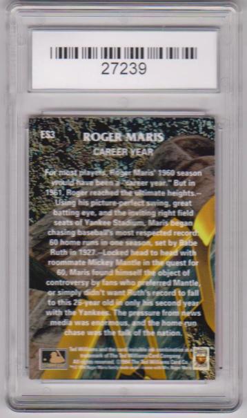 Graded Gem Mint 10 - Roger Maris 1994 Ted Williams Maris RED Etched In ...