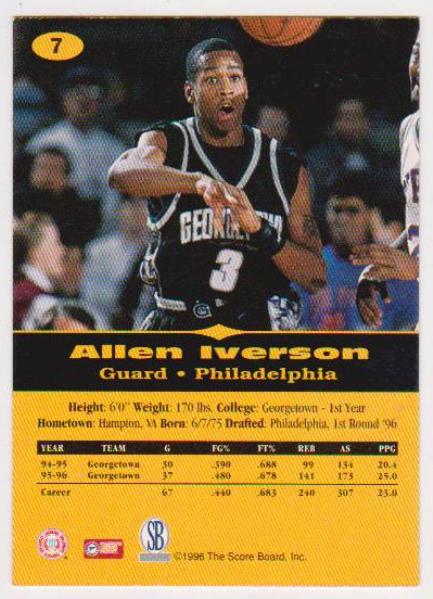 1996 Allen Iverson Score Board All Sport PPF #80 Rookie Card | Property ...