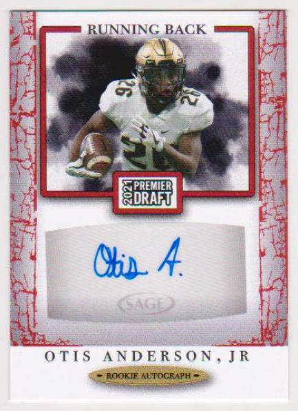 Signed Rookie - Otis Anderson, Jr. 2021 Sage Premier Draft Certified ...