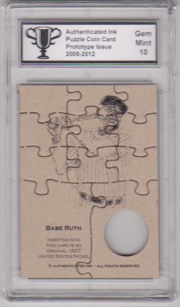 Graded Gem Mint 10 - Babe Ruth Authenticated Ink Puzzle Prototype Card ...