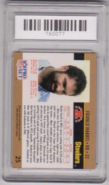 Graded Mint 9 - Franco Harris 1990 Pro Set #25 Card | Property Room