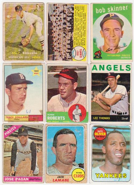 9 Different 1950's/1960's Topps Baseball Cards w/ Robin Roberts + More ...