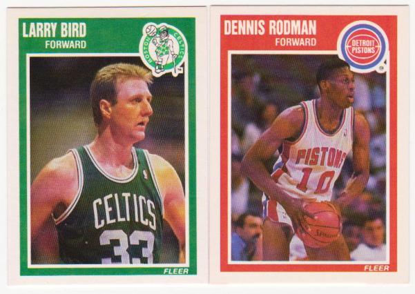 1989-90 Fleer Larry Bird #8 + Dennis Rodman #49 Card Pair - HOF'ers ...