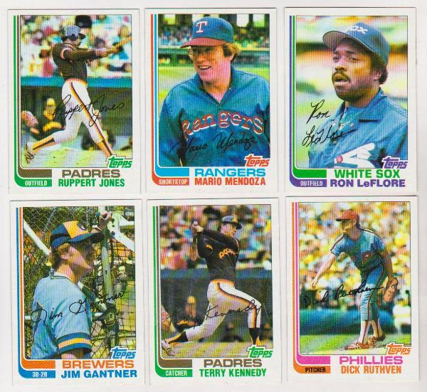 6 Different 1982 Topps Wrong Back Error Cards - Gaylord Perry Back ...