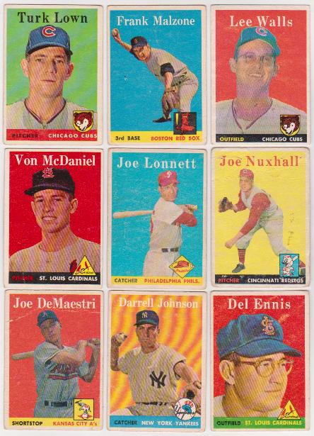 9 Different 1958 Topps Baseball Cards - Vintage Collection | Property Room