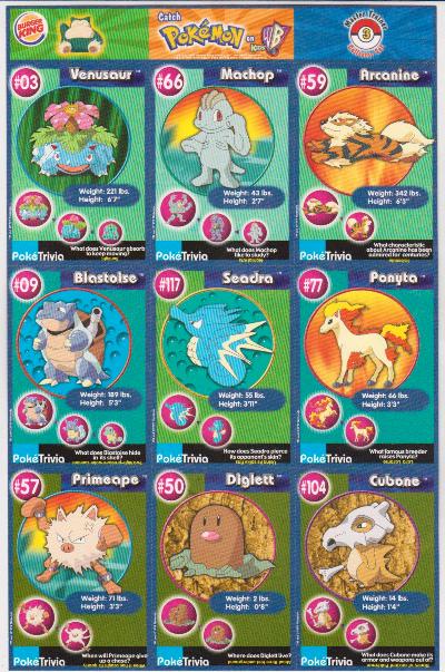 1999 Pokemon Master Trainer Collector Set 9 Card Uncut Sheet #3 w ...