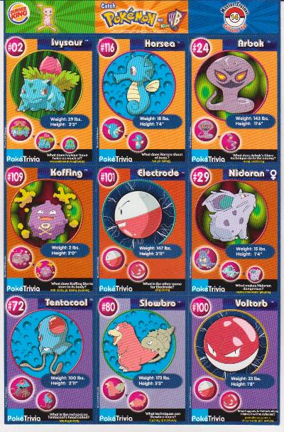 1999 Pokemon Master Trainer Collector Set Uncut 9 Card Uncut #14 Sheet ...