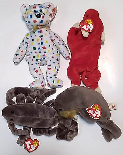 4 Different Ty Beanie Babies - 1995-1999 - w/ Ty2K The Bear + More ...