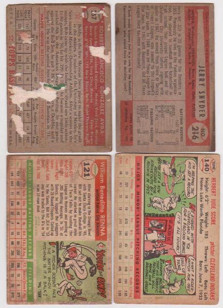 4 Different 1950's Topps/Bowman Baseball Cards (1952-1956) | Property Room