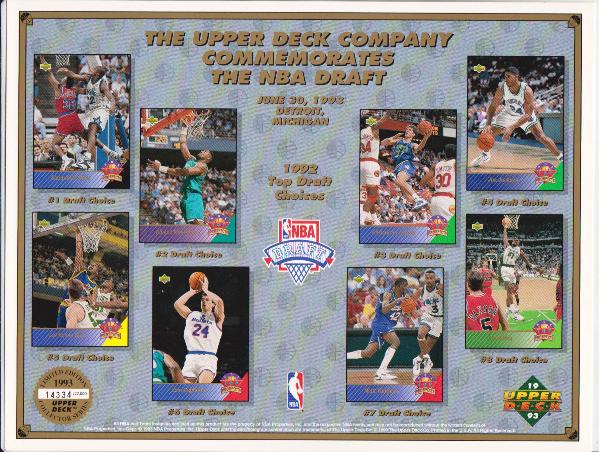 1993 Upper Deck 8.5x11 NBA Draft Sheet w/ Shaquille O'Neal Rookie ...