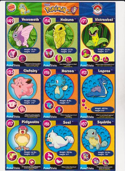 1999 Pokemon Master Trainer Collector Set Uncut 9 Card Uncut #15 Sheet ...