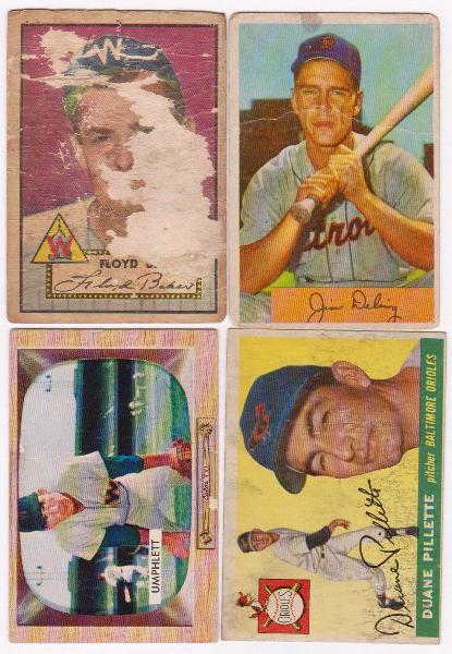 4 Different 1950's Topps/Bowman Baseball Cards (1952-1955) | Property Room