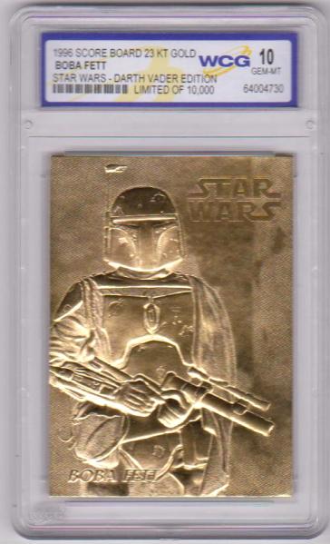 Graded Gem Mint 10 - Boba Fett 1996 Score Board Star Wars 23 Kt Gold ...