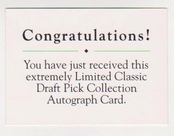 Signed - Pat Falloon 1991 Classic Draft Picks Certified Autographed ...