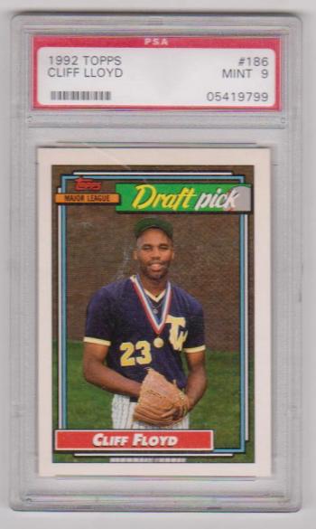 PSA Mint 9 1992 Topps Cliff Floyd #186 Rookie Card With PSA Error Label ...