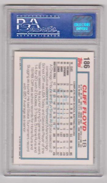 PSA Mint 9 1992 Topps Cliff Floyd #186 Rookie Card With PSA Error Label ...