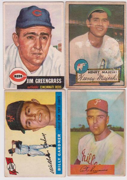 4 Different 1950's Topps/Bowman Baseball Cards (1952-1955) | Property Room