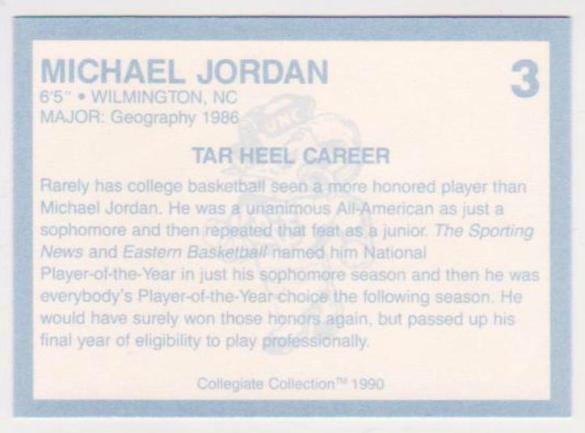 Michael Jordan 1990 North Carolina #3 College Card | Property Room