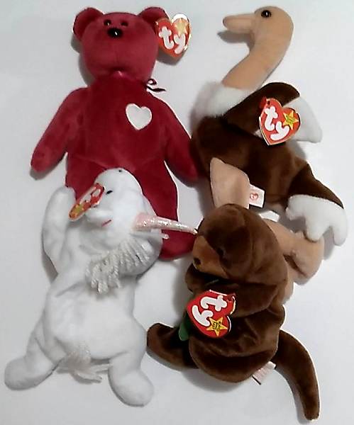 4 Different Ty Beanie Babies - 1993-1999 - w/ Valentina The Bear + More ...