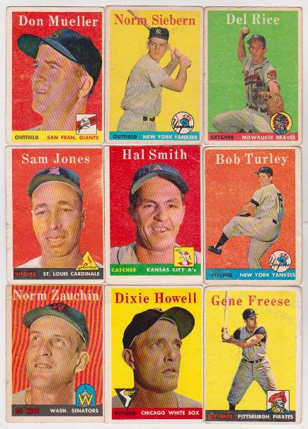 9 Different 1958 Topps Baseball Cards - Vintage Collection | Property Room