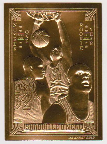 23 kt Gold - Shaquille O'Neal 1994 Classic Gold Card (1/24,900 ...