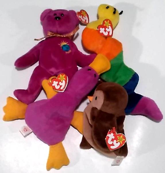 4 Different Ty Beanie Babies - 1993-1999 - w/ Millennium The Bear ...