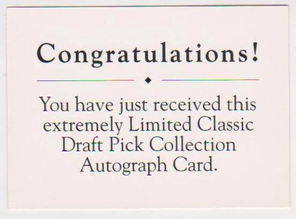 Signed - Pat Falloon 1991 Classic Draft Picks Certified Autographed ...