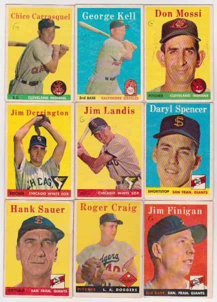 9 Different 1958 Topps Baseball Cards - Vintage Collection | Property Room