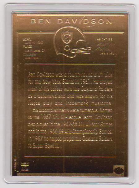 22 Kt Gold Ben Davidson Danbury Mint Gold Card | Property Room