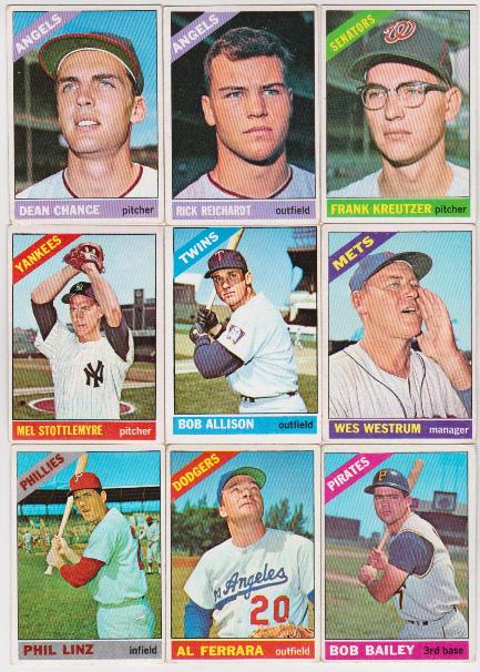 9 Different 1966 Topps Baseball Cards - Vintage Lot | Property Room