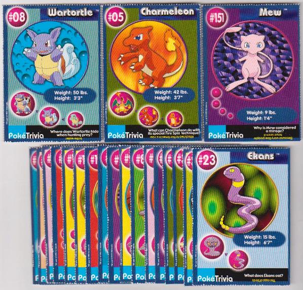 20 Different 1999 Pokemon Master Trainer Cards From Burger King Set w ...