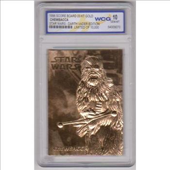 Graded Gem Mint 10 - Chewbacca 1996 Score Board Star Wars 23 Kt Gold ...