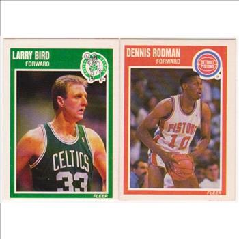 1989-90 Fleer Larry Bird #8 + Dennis Rodman #49 Card Pair - HOF'ers ...