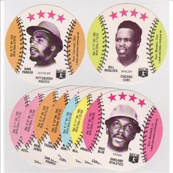 9 Different 1976 Isaly's Baseball Discs w/ Dave Parker + More ...