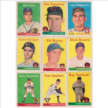 9 Different 1958 Topps Baseball Cards - Vintage Collection | Property Room