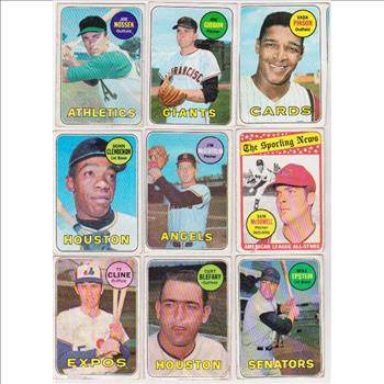 9 Different 1969 Topps Baseball Cards - Vintage Lot | Property Room