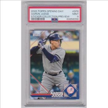 Graded PSA Mint 9 - Aaron Judge 2020 Topps Opening Day Sticker ...