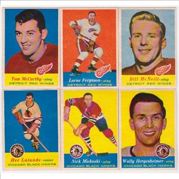6 Different 1957-58 Topps Hockey Cards - Vintage Lot | Property Room