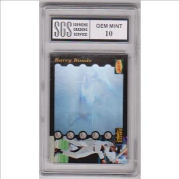 Graded Gem Mint 10 - Barry Bonds 1996 Pinnacle Denny's Hologram #8 Card ...