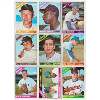 9 Different 1966 Topps Baseball Cards - Vintage Lot | Property Room