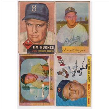 4 Different 1950's Topps/Bowman Baseball Cards (1953-1955) | Property Room