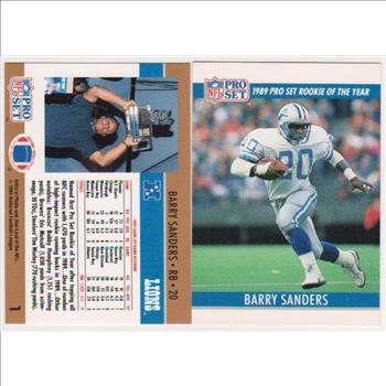 Barry Sanders 1990 Pro Set White Border Double Front Error + Blank ...