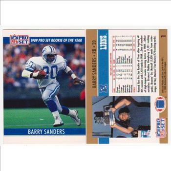 Barry Sanders 1990 Pro Set White Border Double Front Error + Blank ...