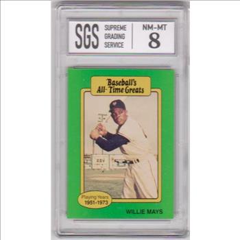 Graded NM-MT 8 - Willie Mays 1987 Hygrade Baseball's All-Time Greats ...