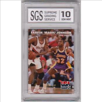 Graded Gem Mint 10 - Magic Johnson 1992 Skybox USA Basketball #30 Card ...