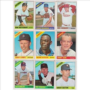 9 Different 1966 Topps Baseball Cards - Vintage Lot | Property Room