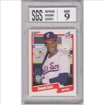 Graded Mint 9 - Sammy Sosa 1990 Fleer #548 Rookie Card | Property Room